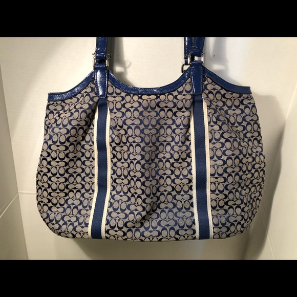 Coach | Bags | Coach Blue Signature Canvas Tote | Poshmark